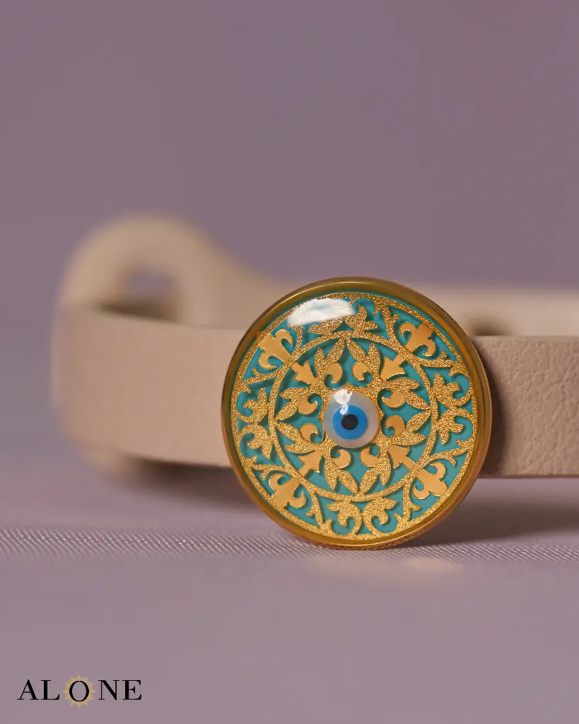 Amara White Leather Wristband | Golden Gift